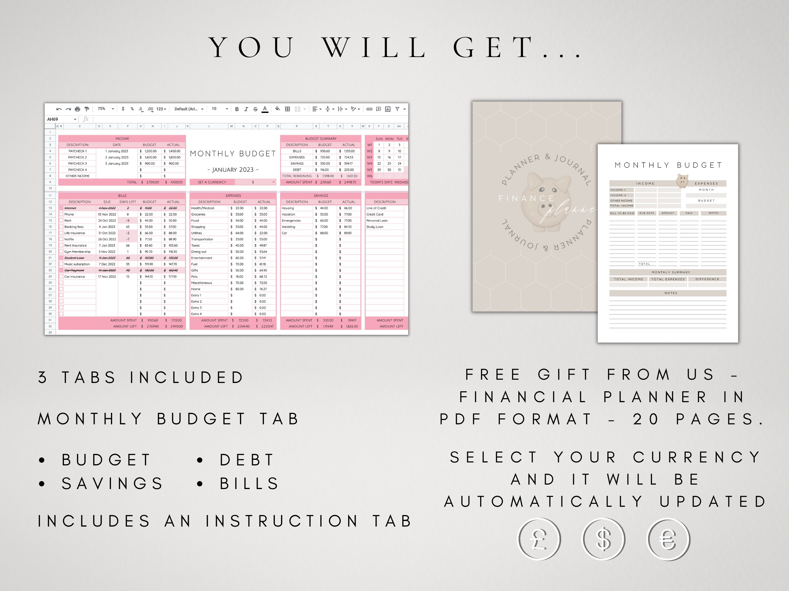 Ultimate Monthly Budget Google Sheets Budget Spreadsheet - Etsy