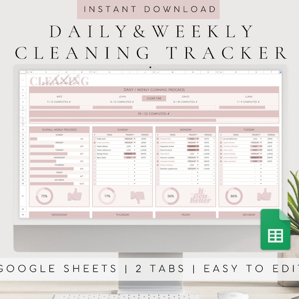 Weekly Home Cleaning Schedule - Etsy