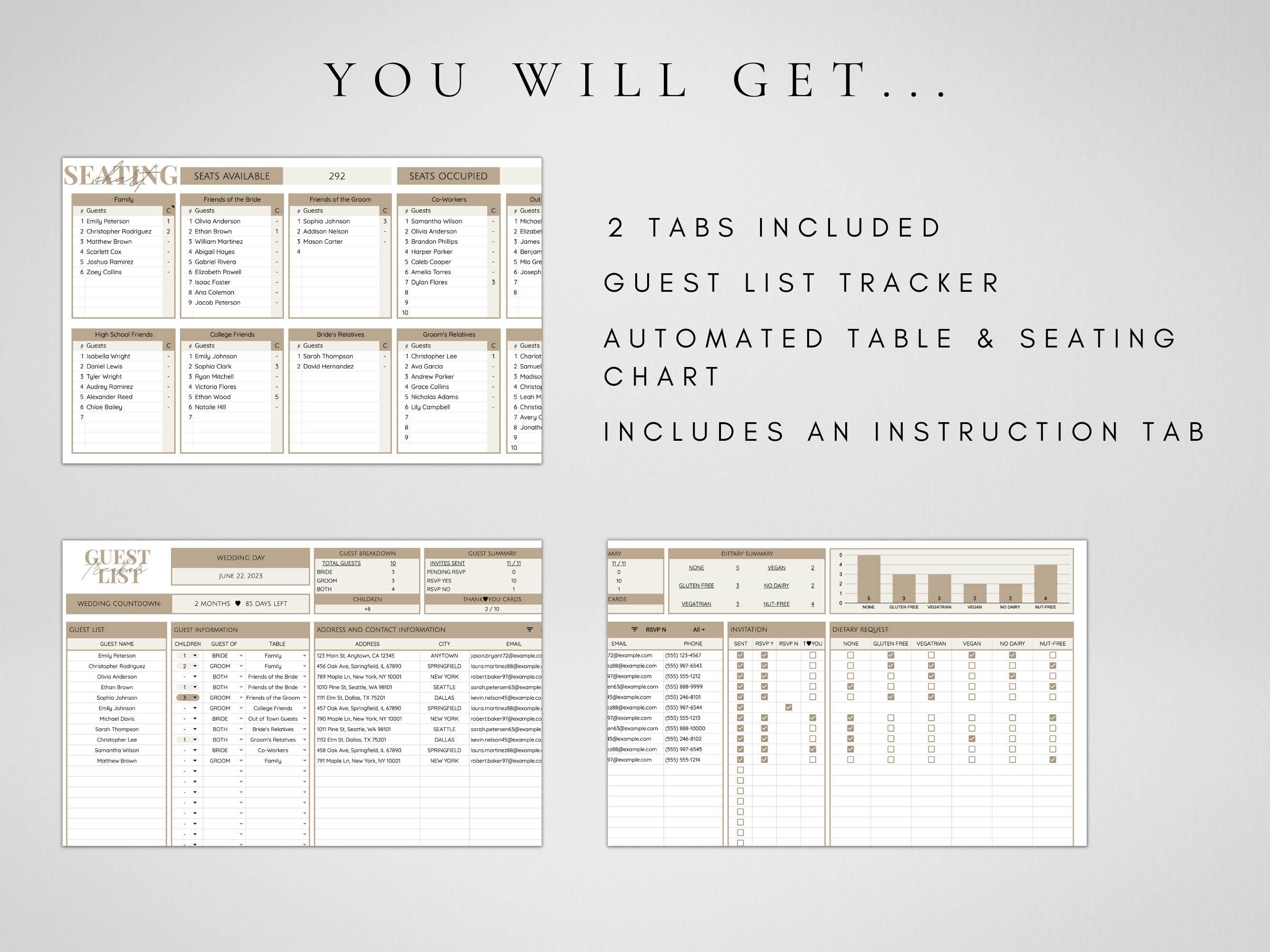 Wedding Guest List Template Google Sheets | Wedding Seating Chart ...