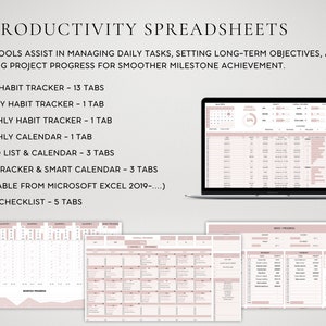 Productivity Spreadsheet Template Bundle | Excel Spreadsheet Template ...
