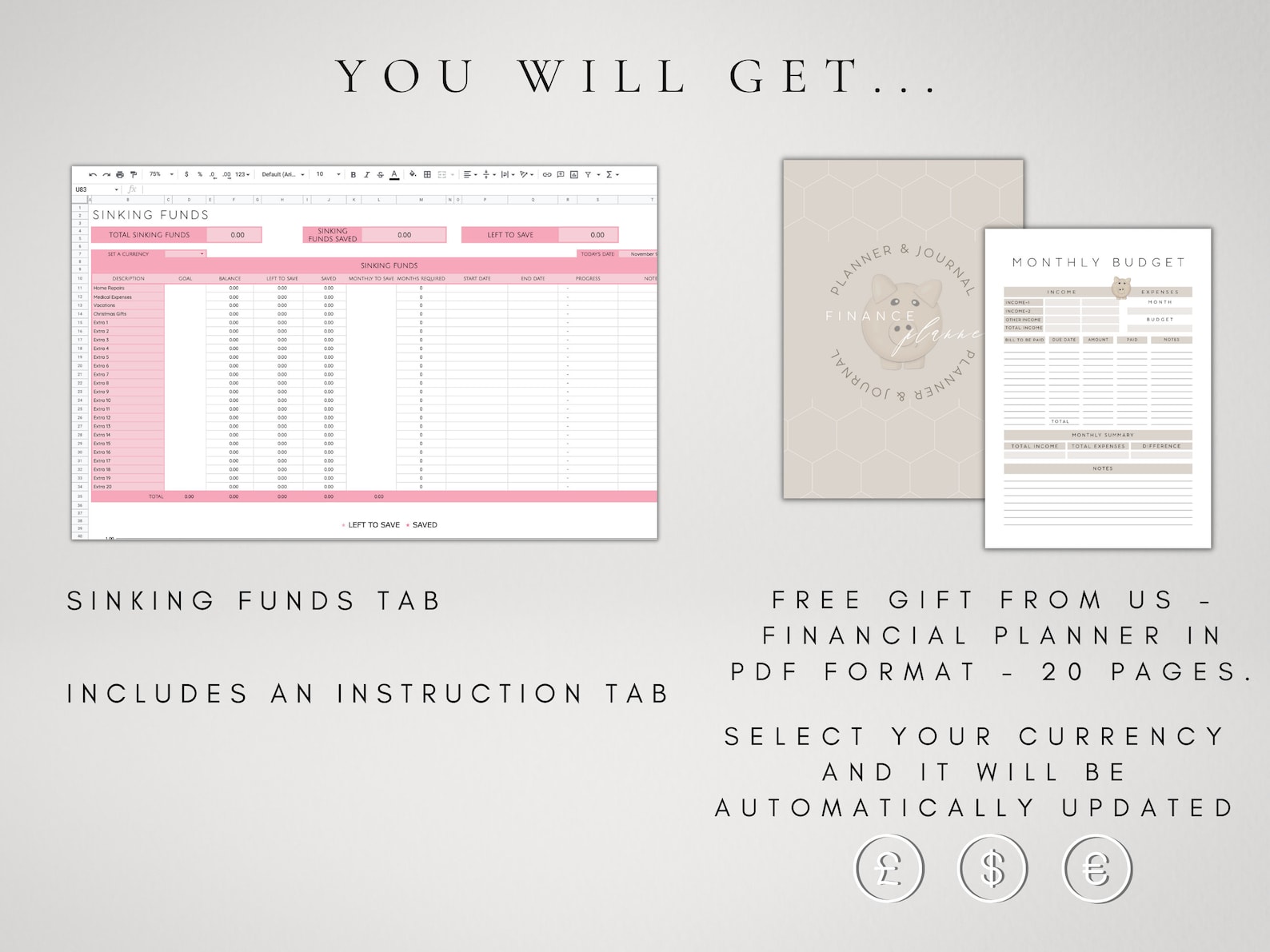 Sinking Funds Tracker Spreadsheet Savings Tracker Google - Etsy
