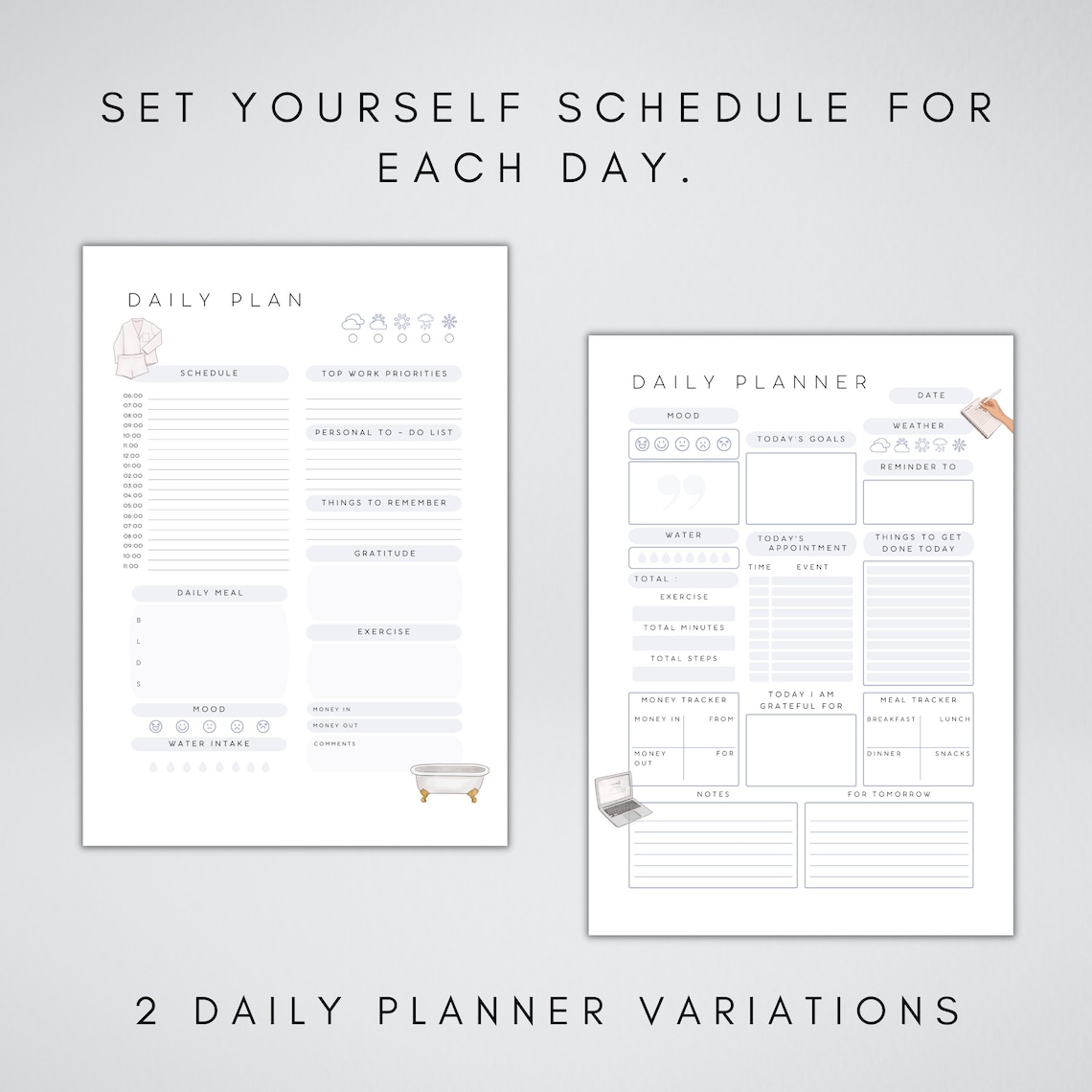 Printable Personal Day Planner Customizable Canva Planner - Etsy