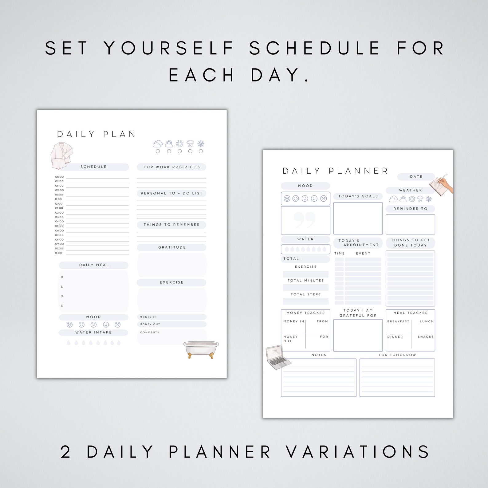 Printable Personal Day Planner | Customizable Canva Planner Template ...