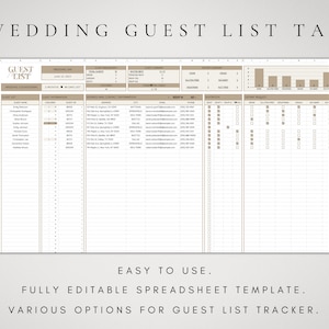 Google Spreadsheet Guest List Template | Digital Wedding Event Planner ...
