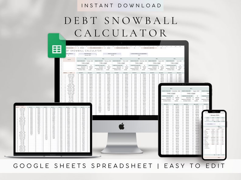 Debt Payoff Tracker Spreadsheet Template Google Sheets | Debt Snowball ...