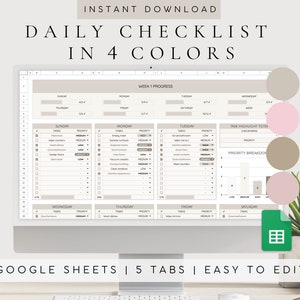Daily Weekly Checklist Spreadsheet Template | to Do List Template ...