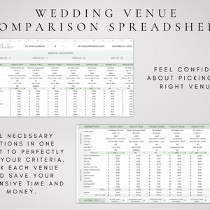 Wedding Venue Comparison Digital Download Spreadsheet | Simple ...