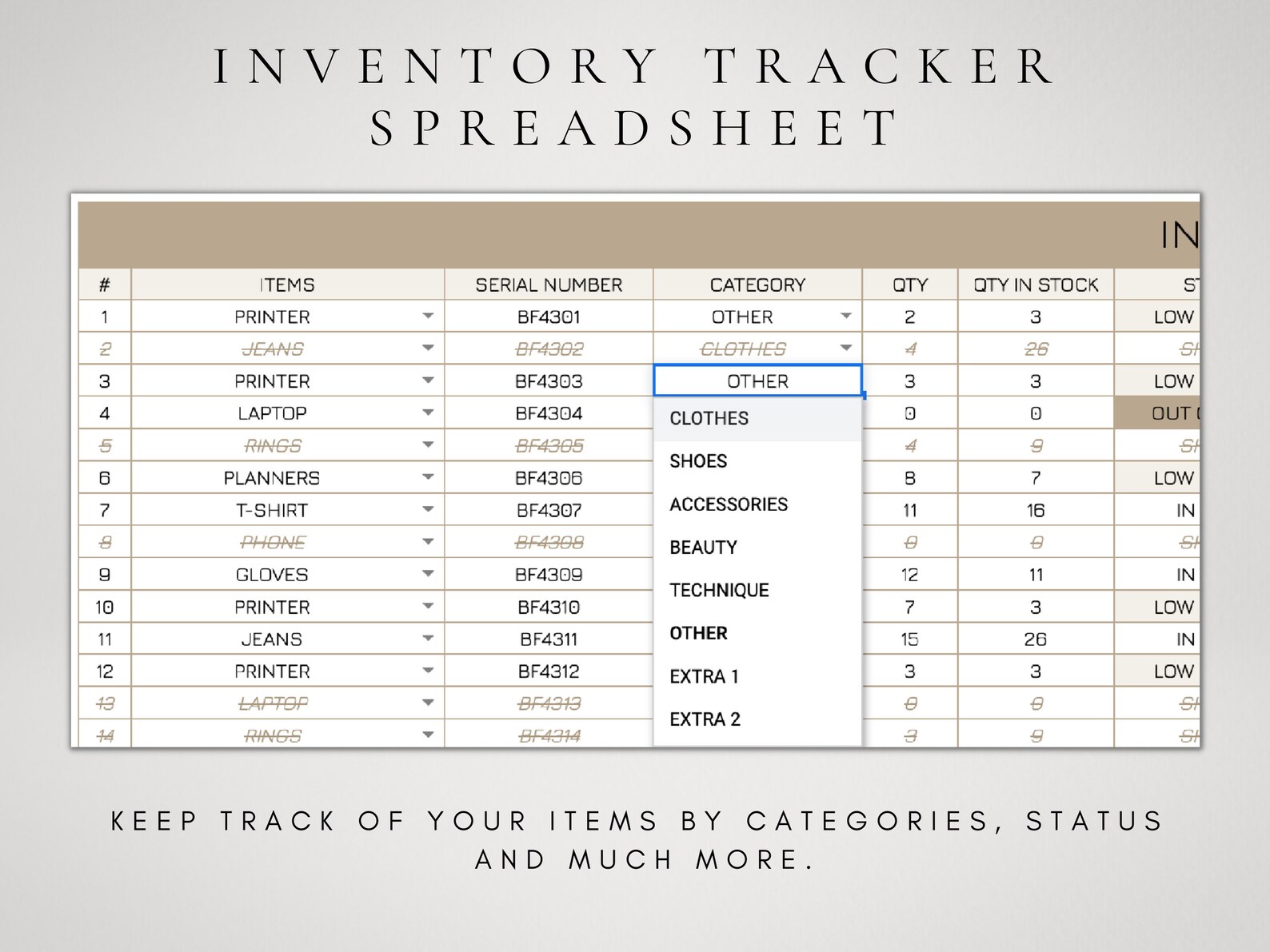 Google Sheets Inventory Tracker Spreadsheet | Product Management Tool ...