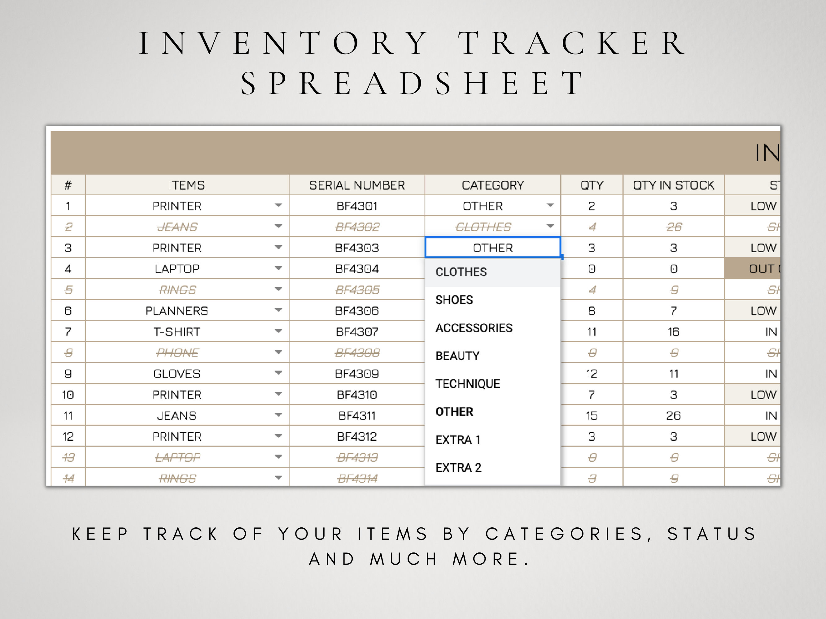 Google Sheets Inventory Tracker Spreadsheet | Product Management Tool ...