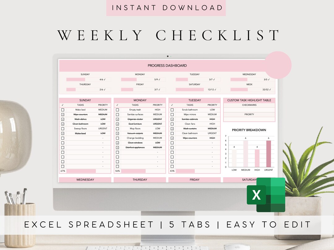 Daily, Weekly, Monthly Planner | Digital to Do List Spreadsheet ...