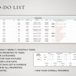 To Do List Excel Template | Task Tracker Excel Template | Calendar Spreadsheet Template ...