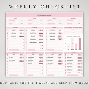 Digital to Do List Spreadsheet Template | Daily,weekly,monthly Planner ...