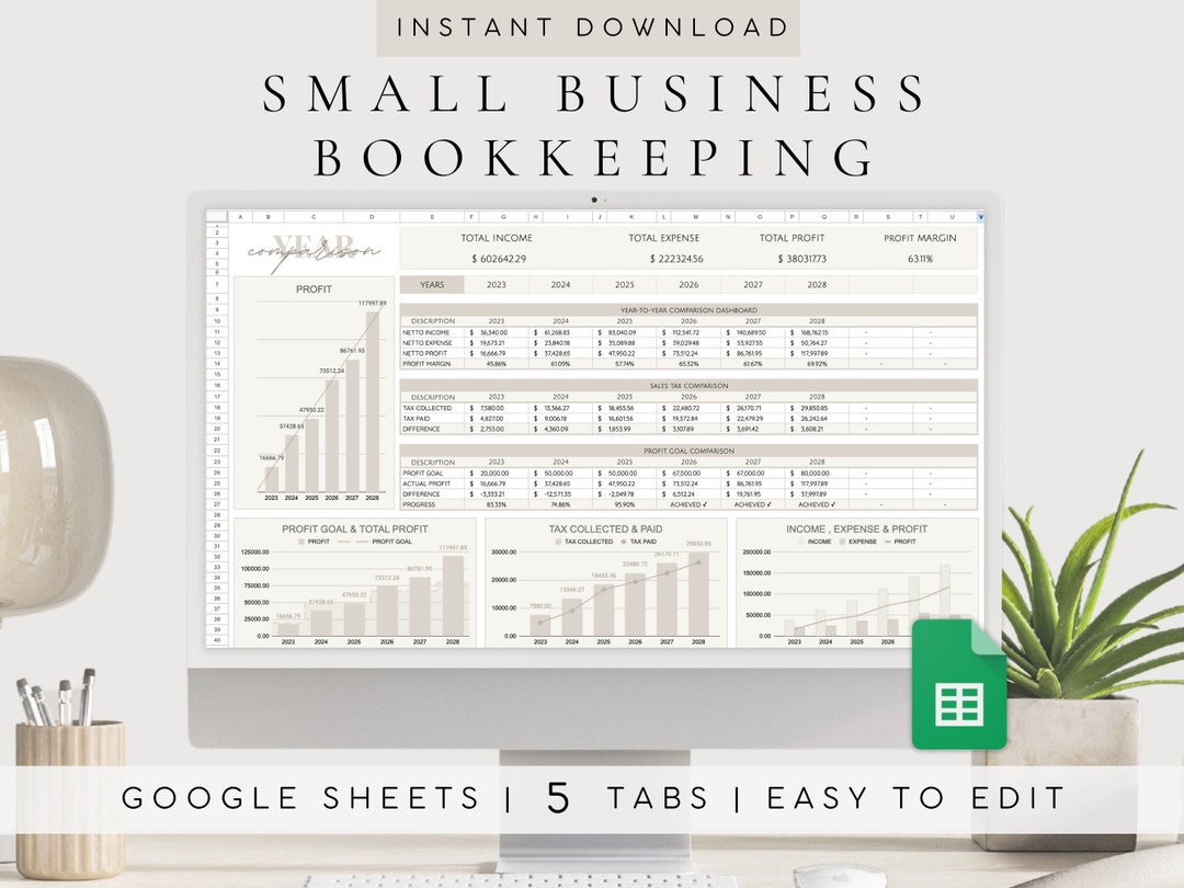 Small Business Bookkeeping Spreadsheet Template Google Sheets | Easy ...