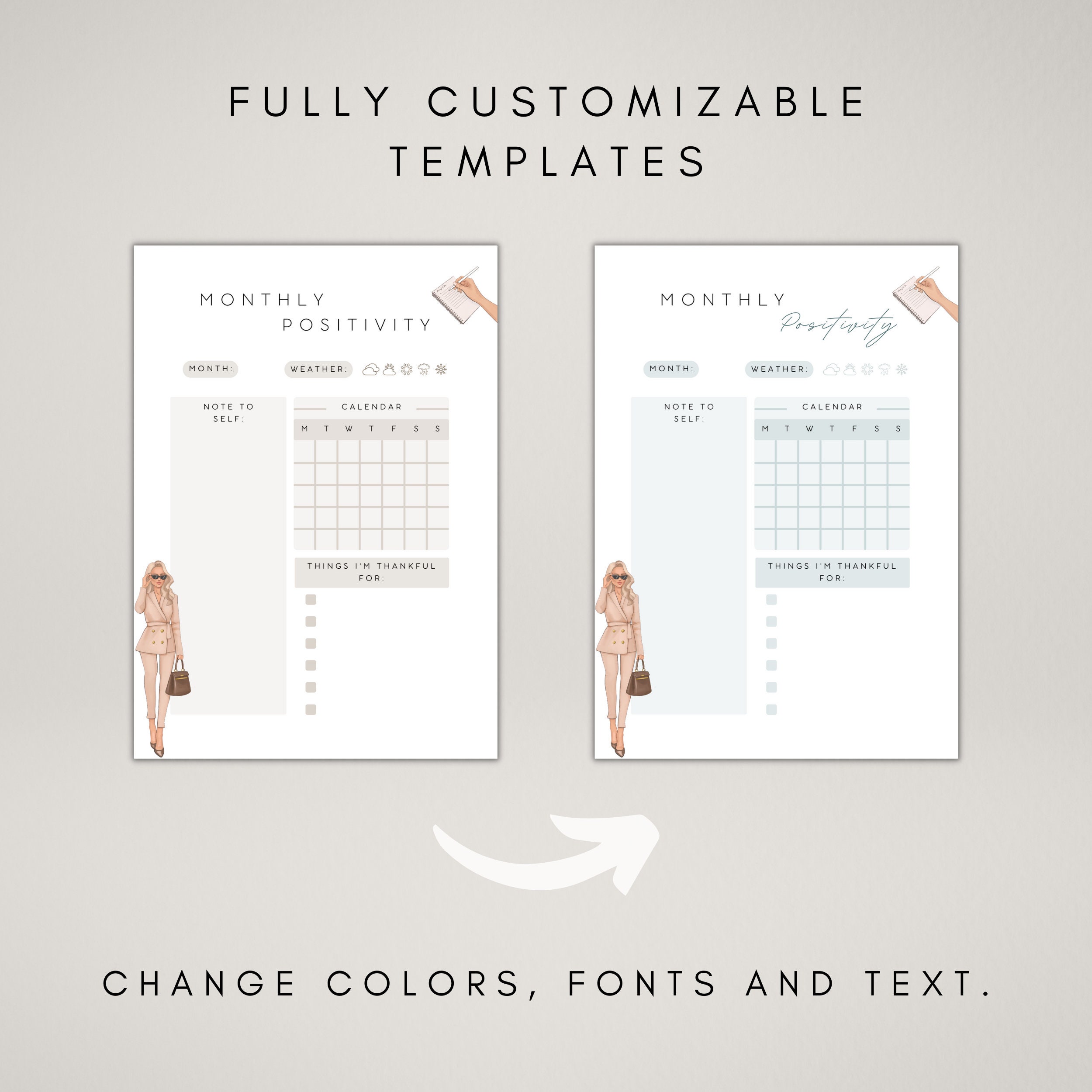 Gratitude Journal Canva Daily Gratitude Template Self Care - Etsy