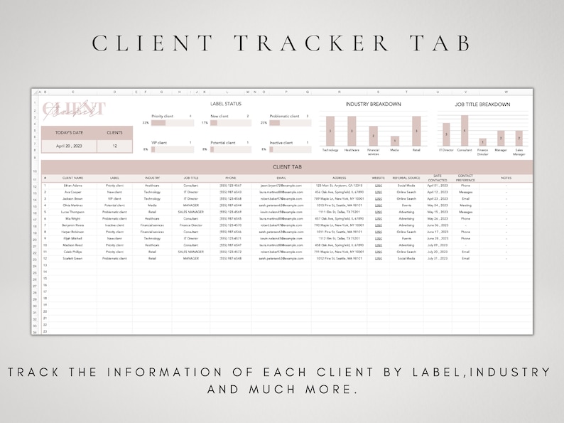 Client Tracker Small Business Excel Spreadsheet Excel Etsy