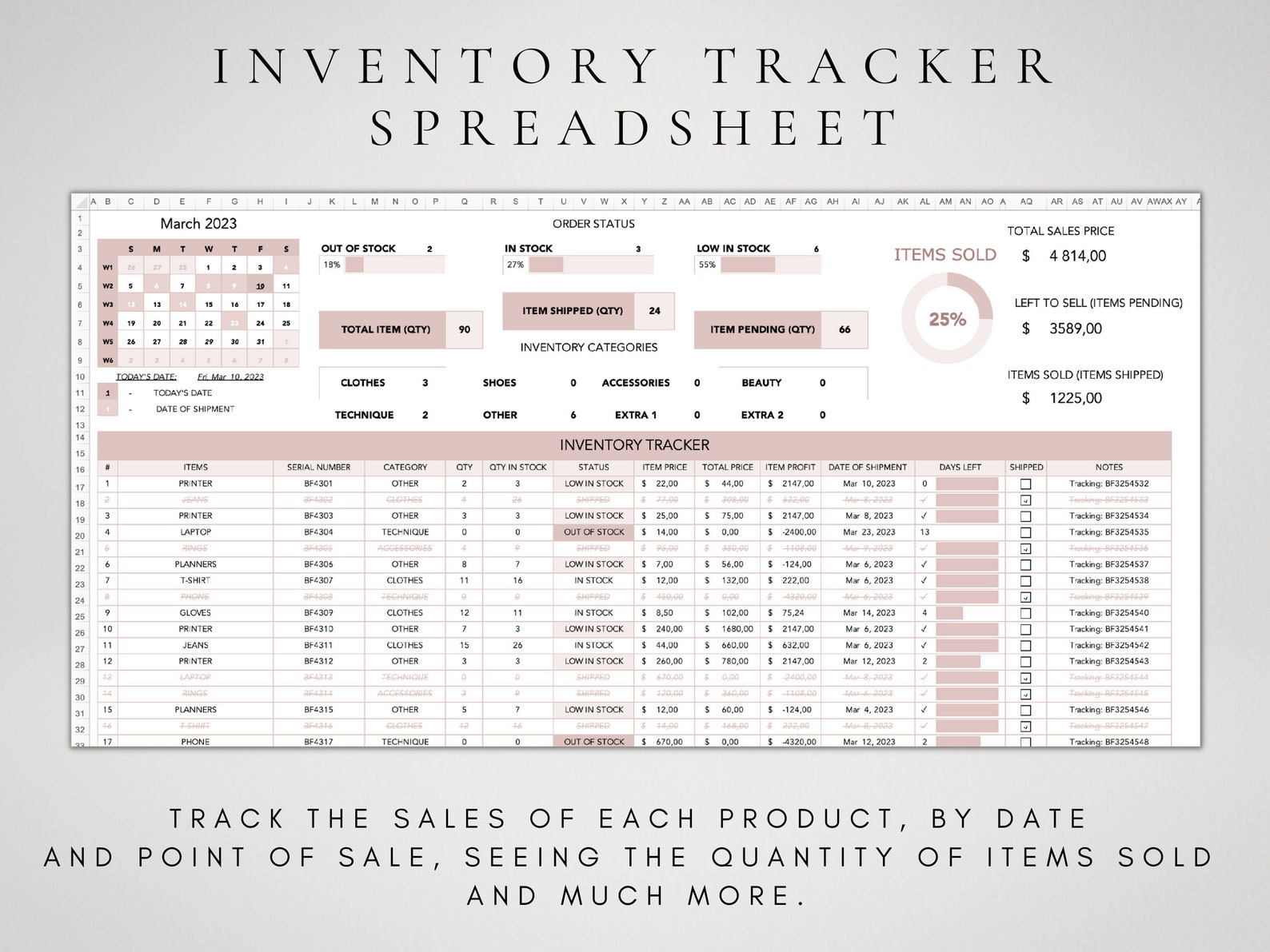 Inventory Tracker Spreadsheet for Resellers Inventory - Etsy