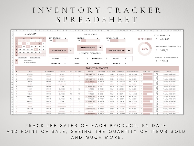 Inventory Tracker Spreadsheet for Resellers Inventory - Etsy