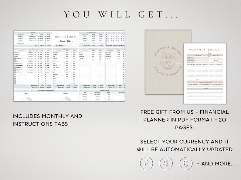 Monthly Budget Spreadsheet Template Excel, Personal Finance Expense ...