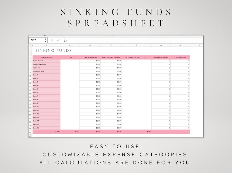 Sinking Funds Spreadsheet Excel Savings Tracker Budget - Etsy