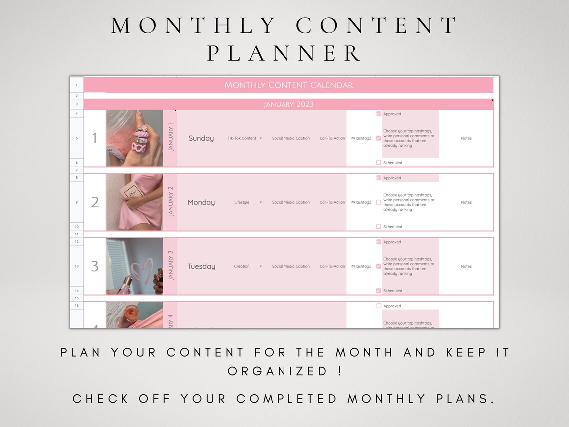 Google Sheets Content Planner Social Media Calendar Social - Etsy