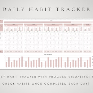 Excel Habit Tracker Spreadsheet Template | Digital Goal Planner ...