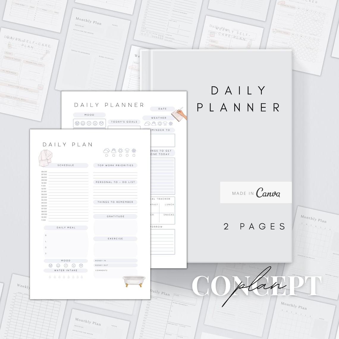 Printable Personal Day Planner | Customizable Canva Planner Template ...