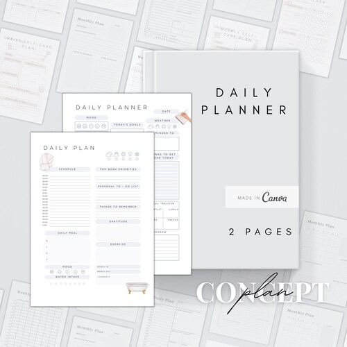 Editable Daily Planner Template Canva Printable Daily - Etsy