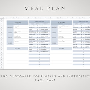 Digital Meal Planner Automated Grocery List Meal Planner - Etsy