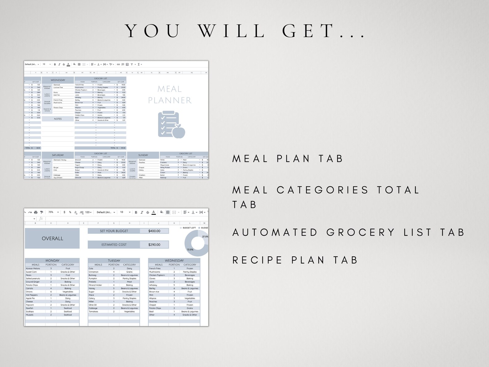 Digital Meal Planner Automated Grocery List Meal Planner - Etsy