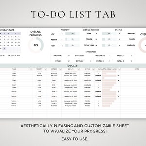 To Do List Excel Template | Task Tracker Excel Template | Calendar Spreadsheet Template ...