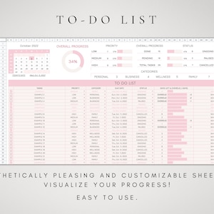 Google Sheets to Do List | Digital Calendar 2026| Undated Daily Planner ...