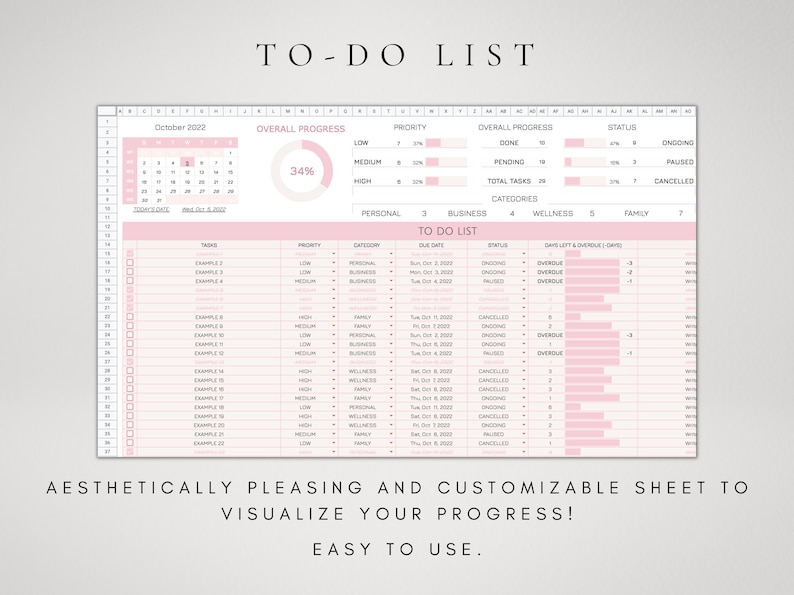 Google Sheets to Do List | Digital Calendar 2026| Undated Daily Planner ...