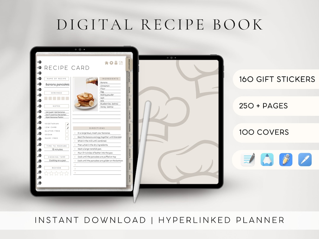 Digital Recipe Book & Meal Planner | Recipe Journal for Goodnotes ...