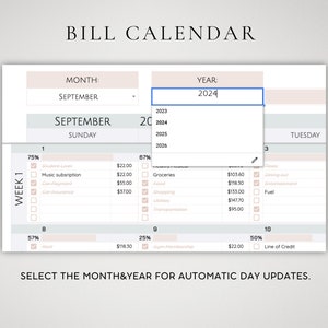 Digital Monthly Bill Calendar Template Google Sheets | Expense Tracker ...