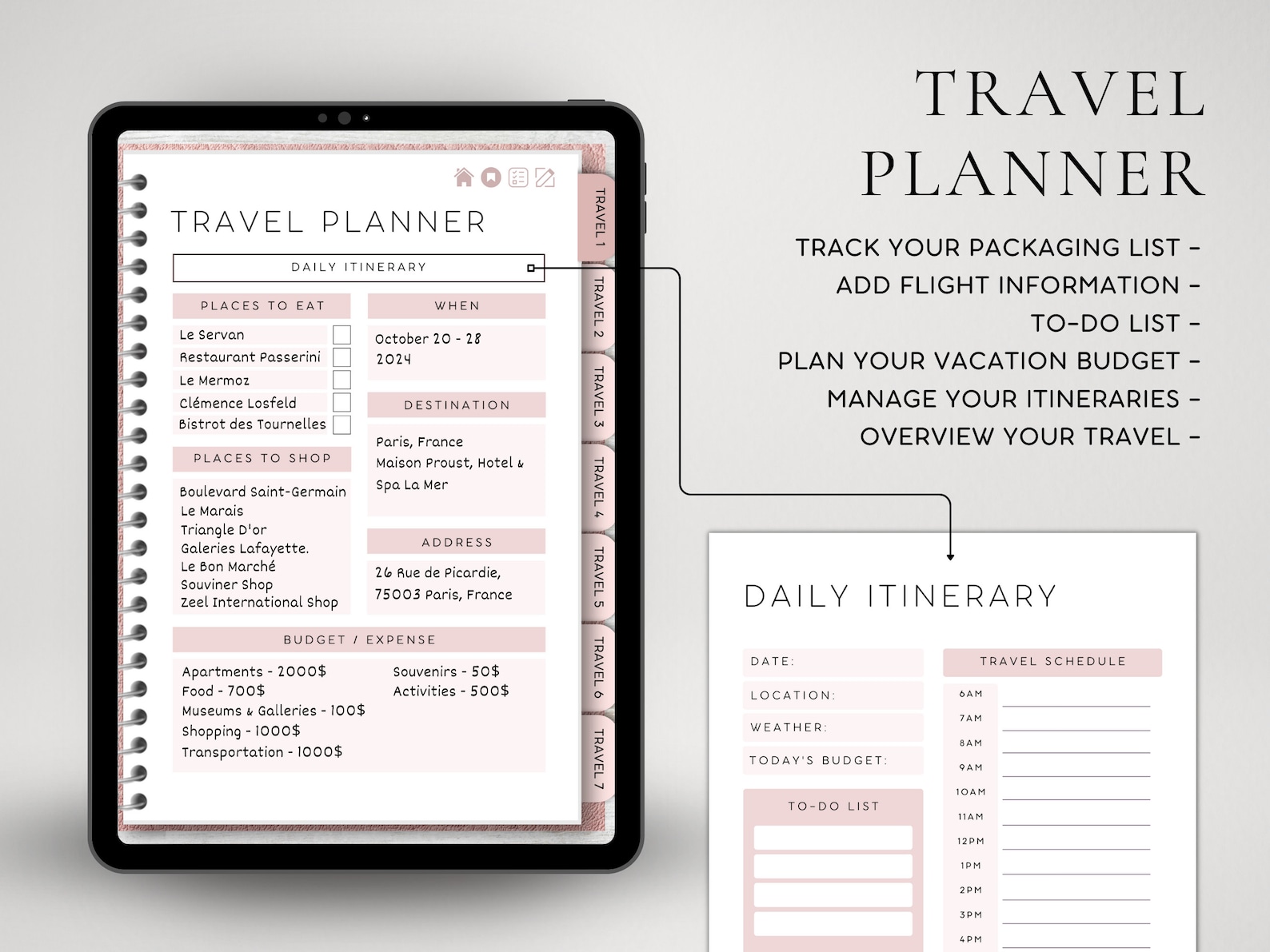 Digital Travel Journal Template | Travel Planner for Goodnotes | Travel ...