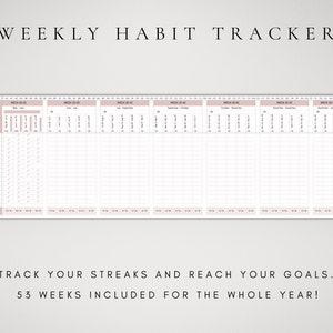 Excel Habit Tracker Spreadsheet Template | Digital Goal Planner ...