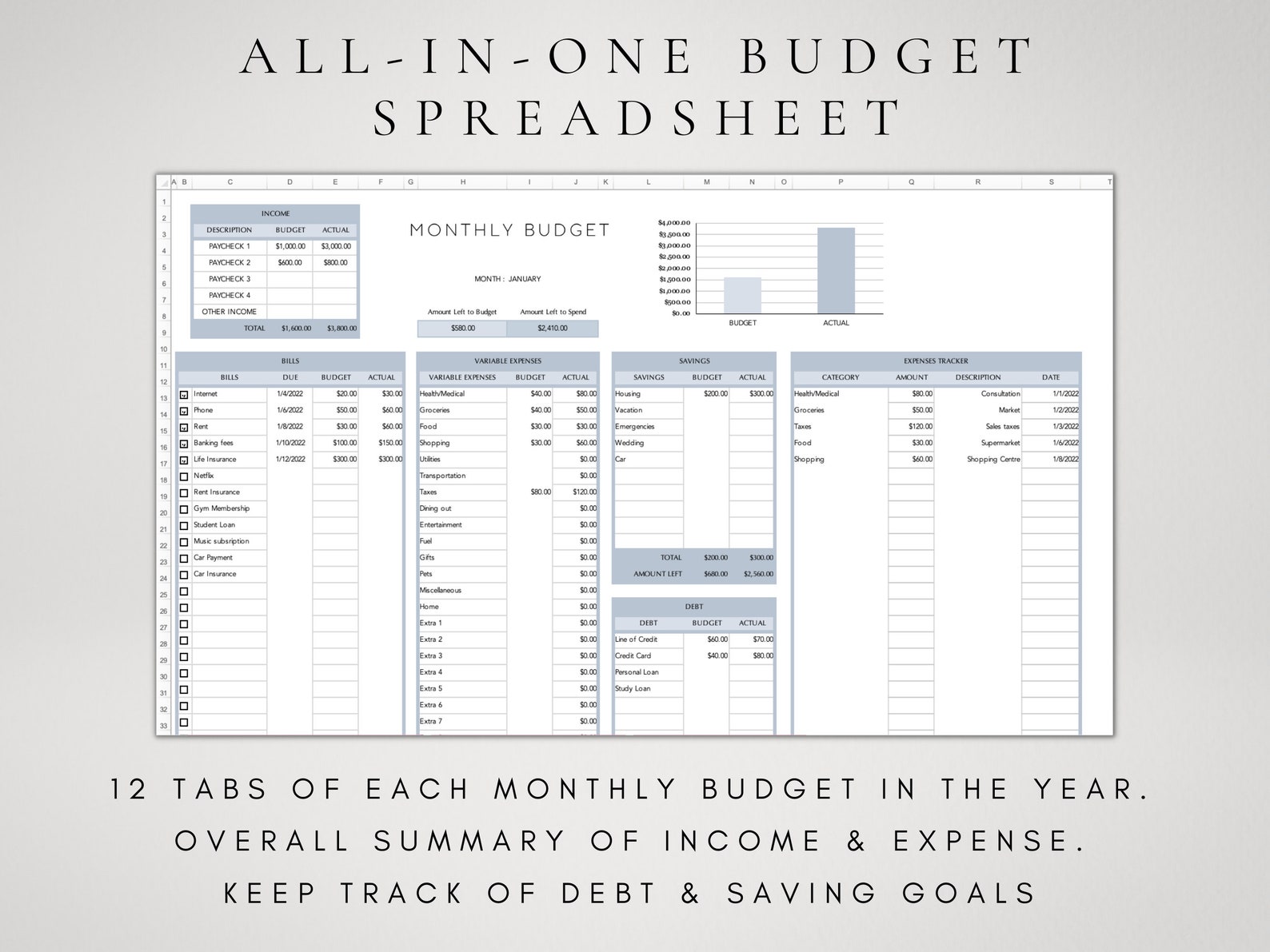 Excel Template Finance Spreadsheet Bundle Digital Budget - Etsy