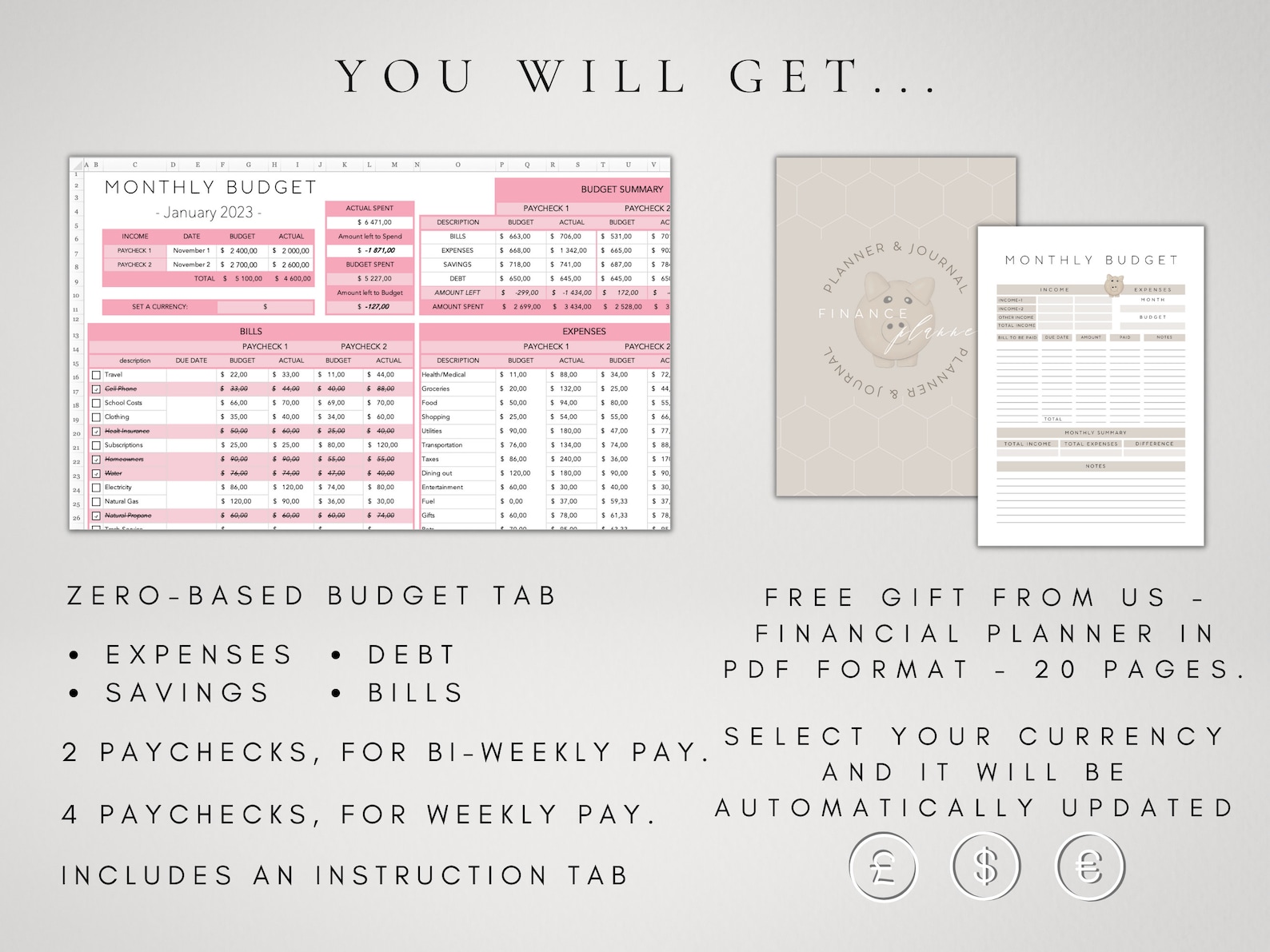 Ultimate Zero-based Budget Spreadsheet Zero Based Budget - Etsy