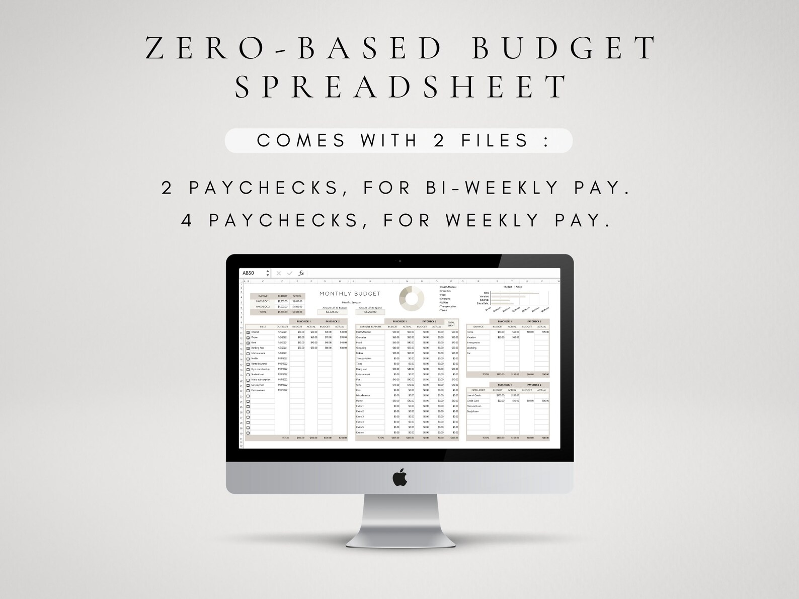 Zero-based Budget Excel Template Monthly Budget Template - Etsy