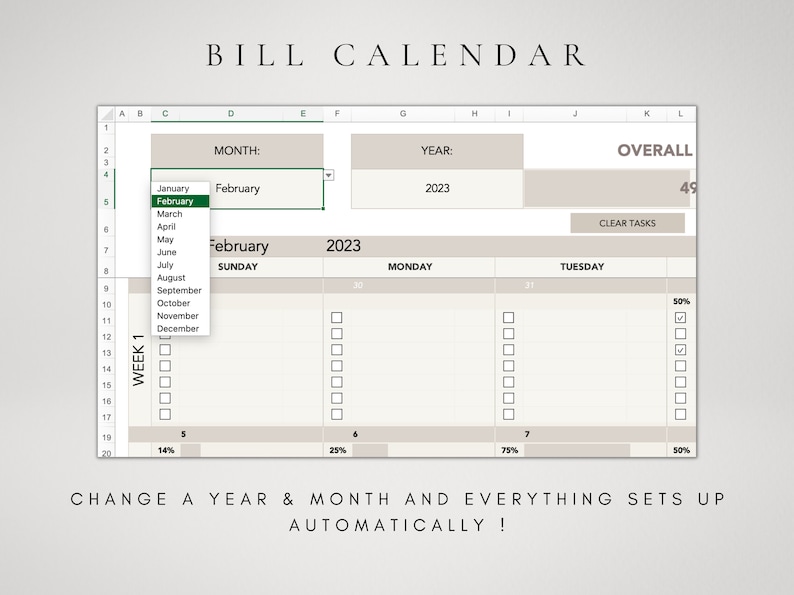 Bill Tracker Excel | Bills Calendar Monthly Budget Spreadsheet | Bills ...