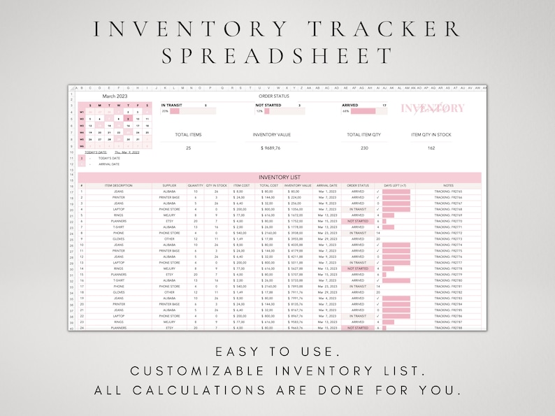 Inventory Management Products Inventory Price Sheet - Etsy Canada