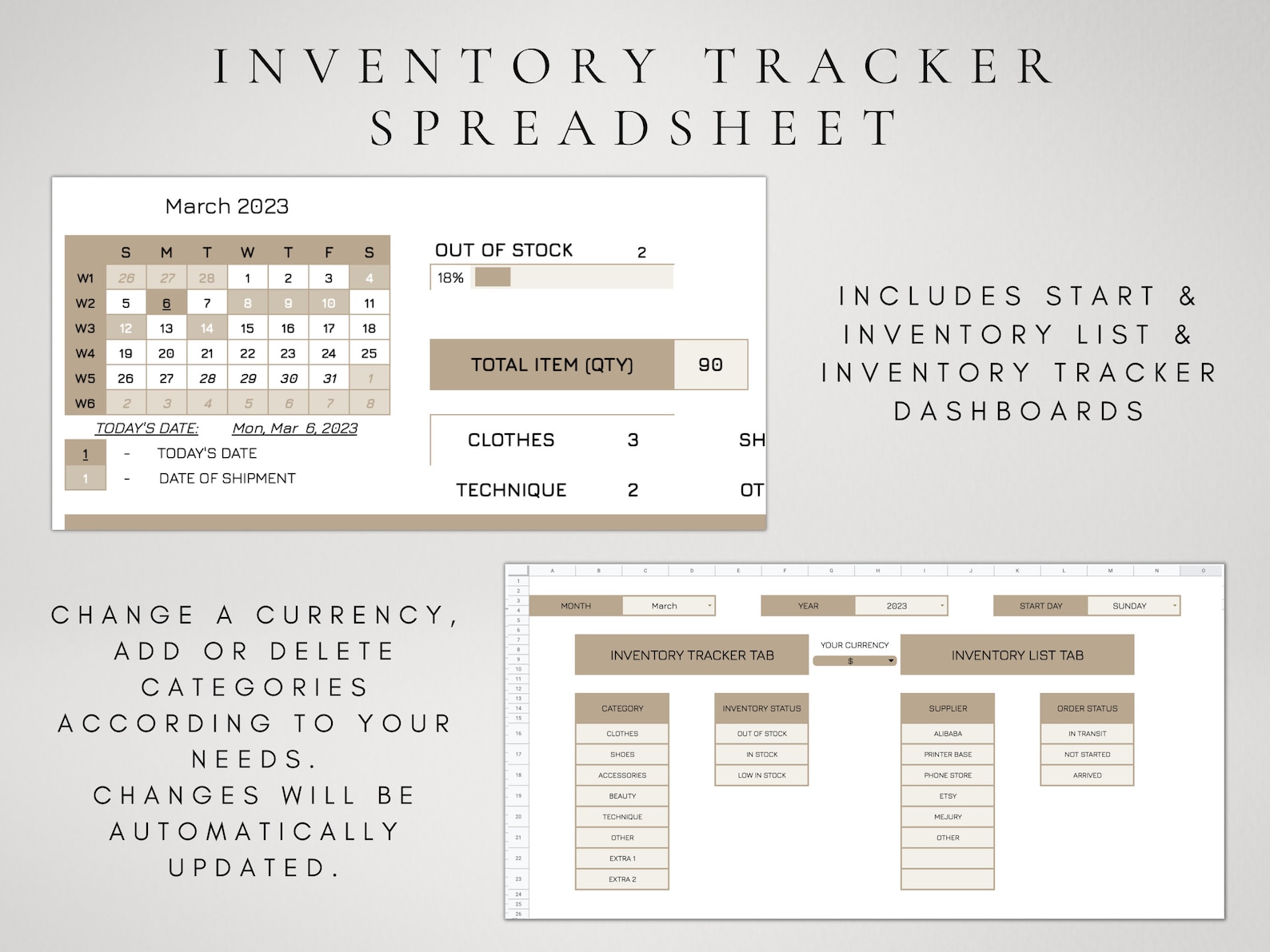 Google Sheets Inventory Tracker Spreadsheet | Product Management Tool ...