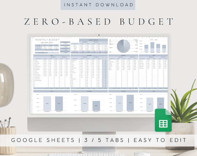 Instant Digital Download: Zero-based Paycheck Budget Planner - Etsy