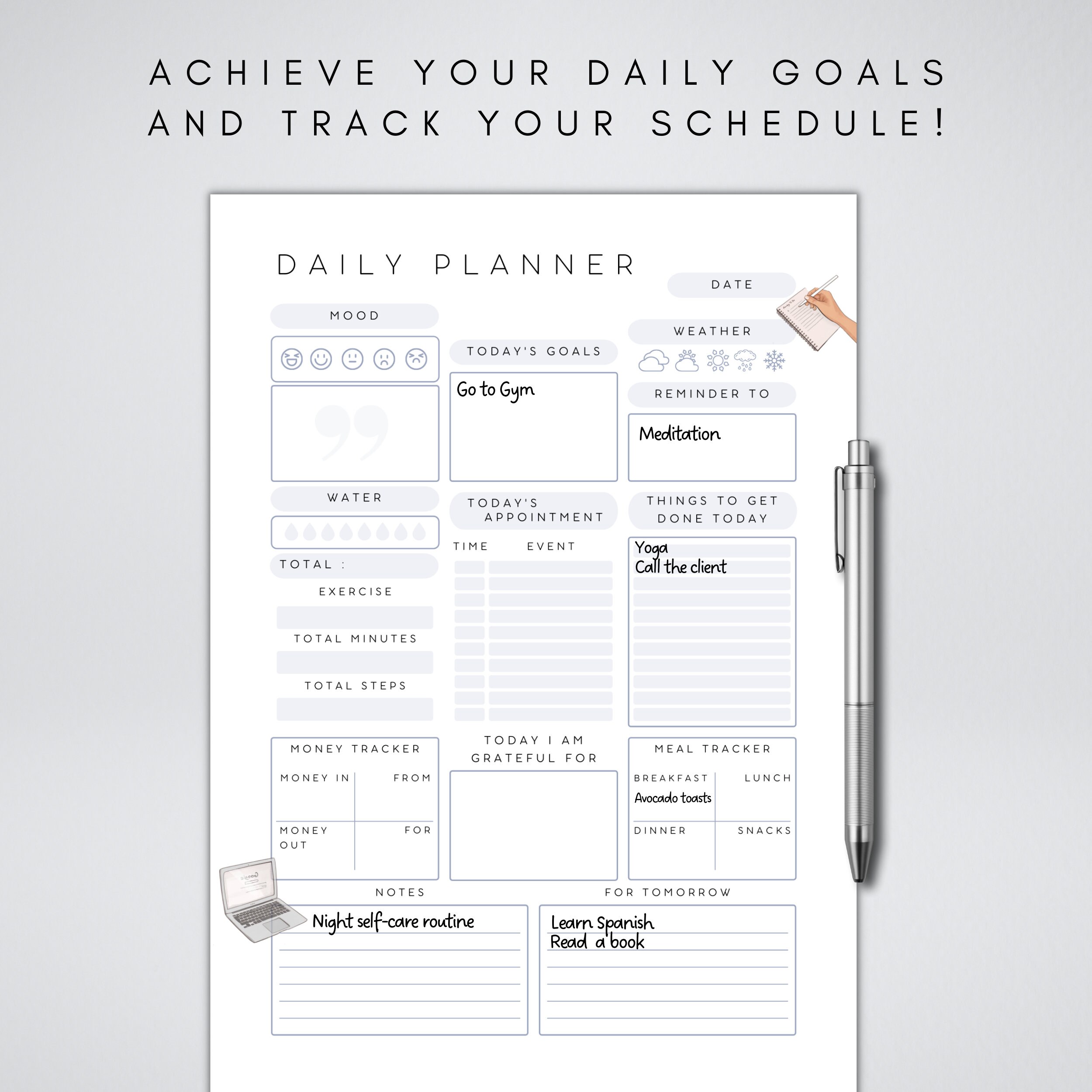 Printable Personal Day Planner Customizable Canva Planner - Etsy
