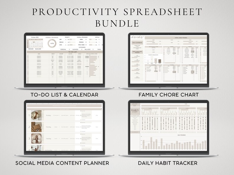 Productivity Planner Google Sheets Spreadsheet| Habit Tracker Digital ...