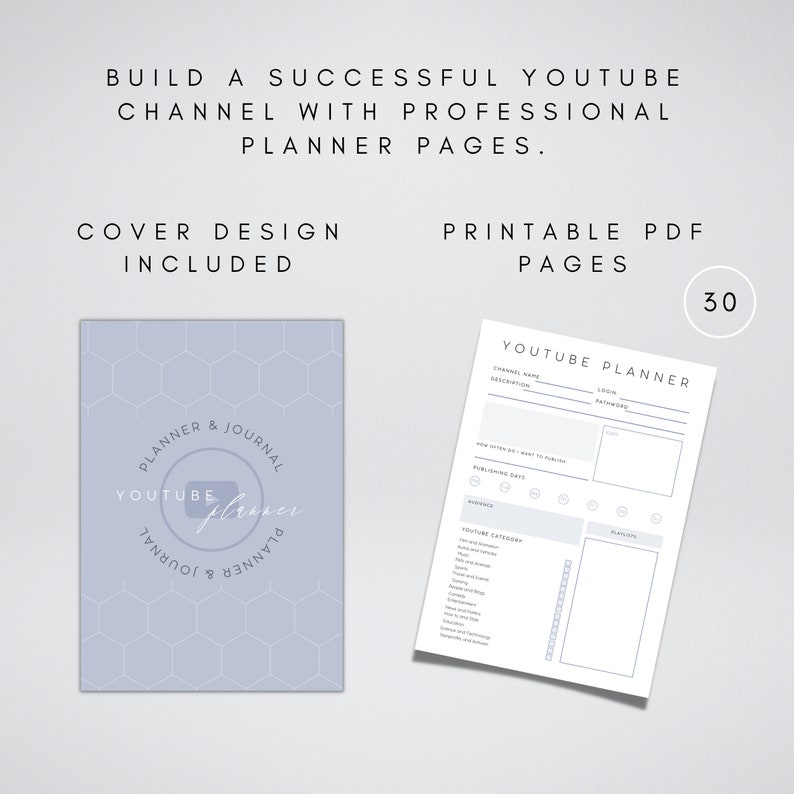 Printable Youtube Planner | Digital Blogger Worksheet | Social Media ...