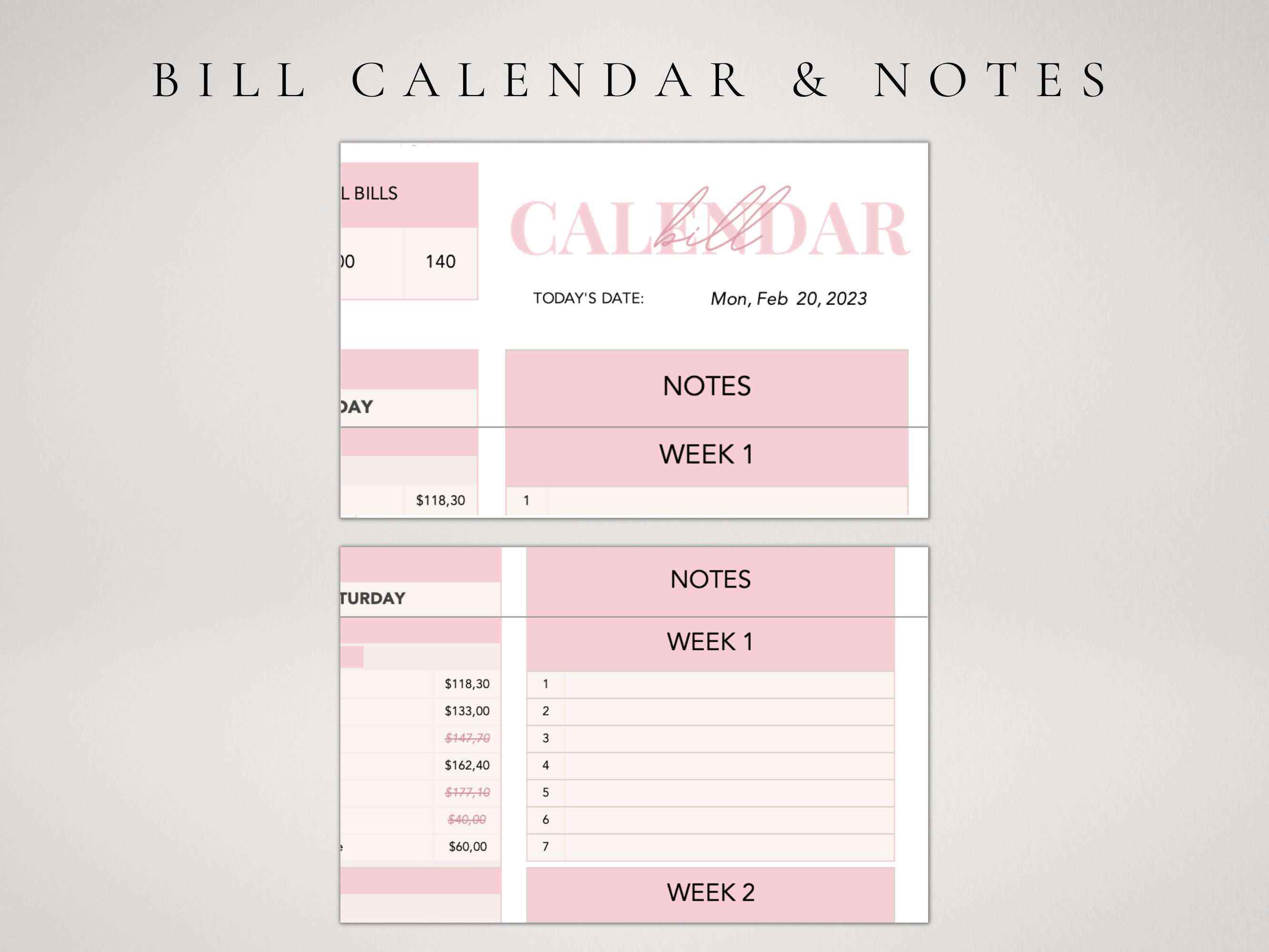 Bill Tracker Spreadsheet Template Excel Bill Payment - Etsy Australia