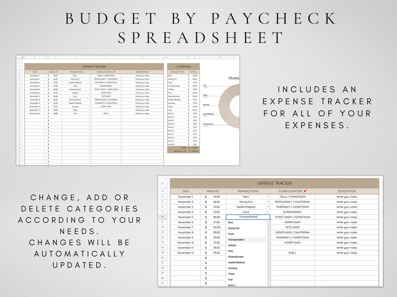 Paycheck Budget Template Google Sheets Budget by Paycheck - Etsy