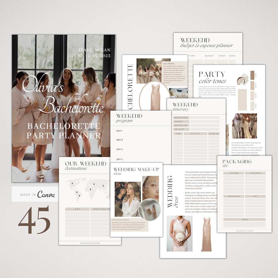 Digital Bachelorette Itinerary Template| Bachelorette Itinerary Wedding ...