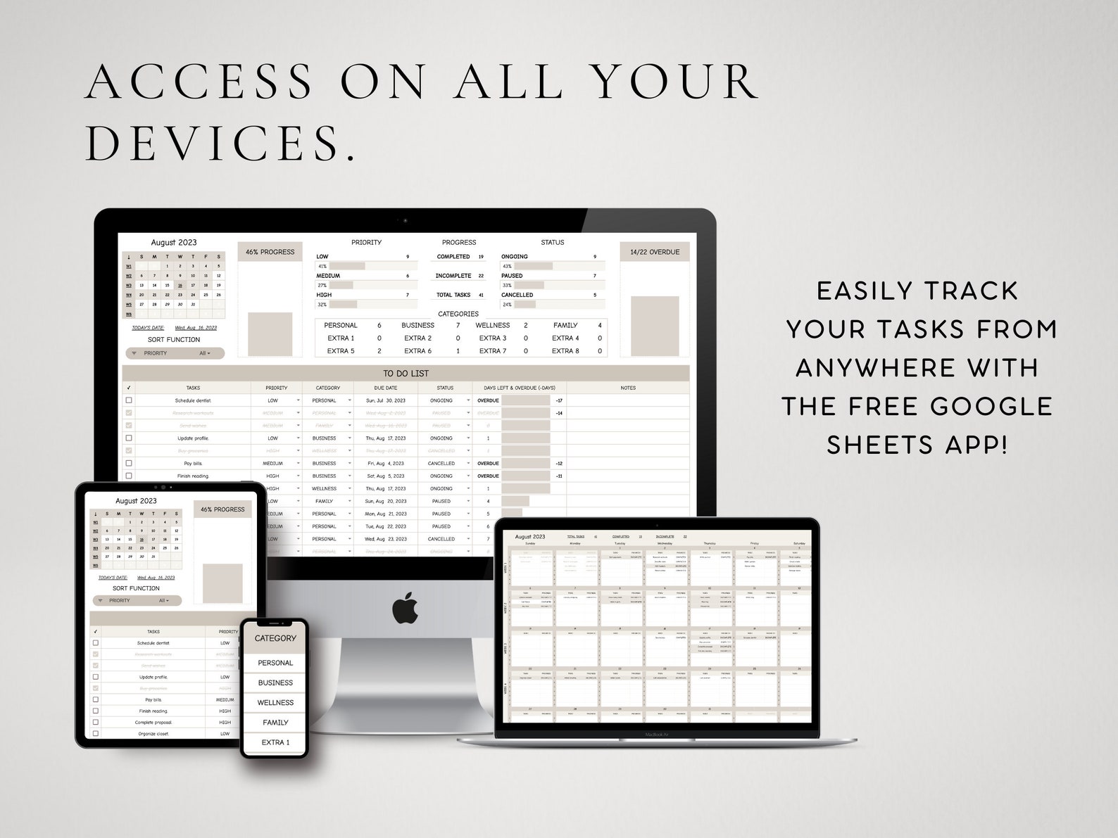 Task Tracker and Smart Calendar 2024 2025 to Do List Spreadsheet ...
